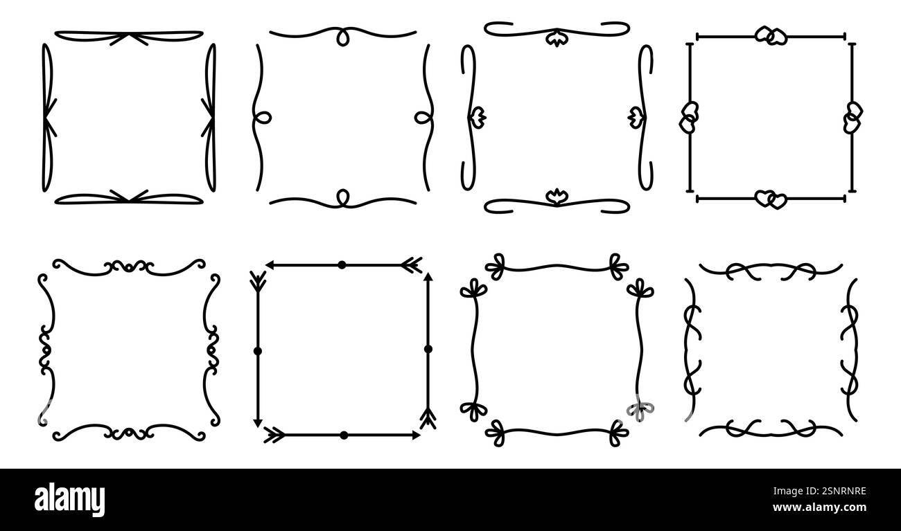 A set of eight dividers line creating a series of square patterns, each ...