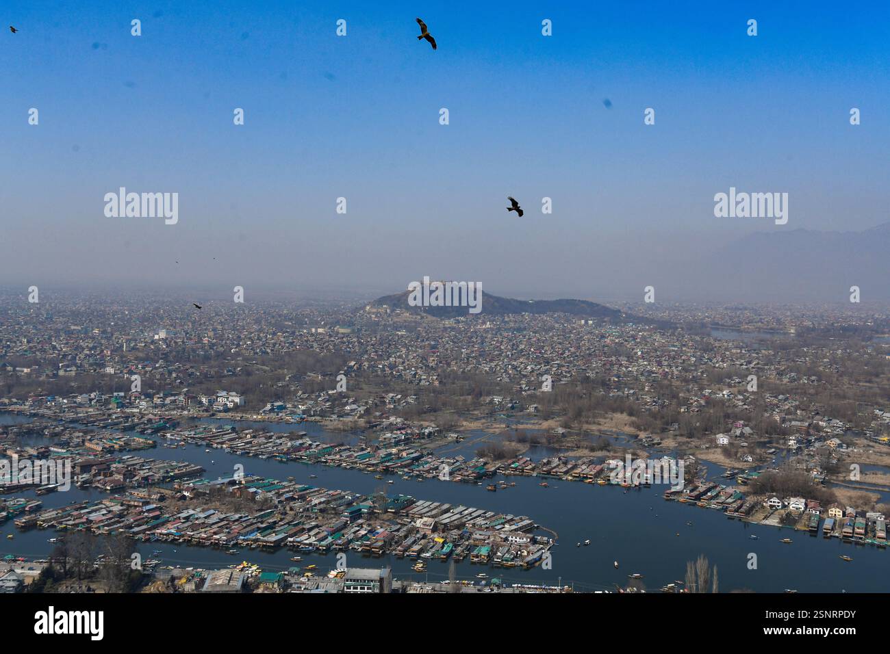 Srinagar, Jammu And Kashmir, India. 13th Feb, 2025. An aerial view of ...