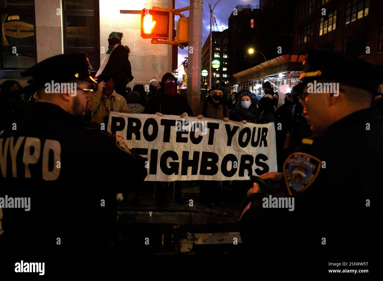 Demonstrators against immigrant deportations gather in front of the ...