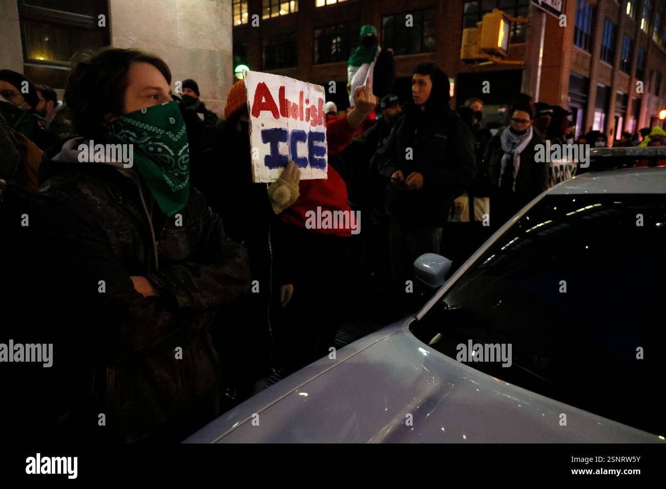 Demonstrators against immigrant deportations gather in front of the ...
