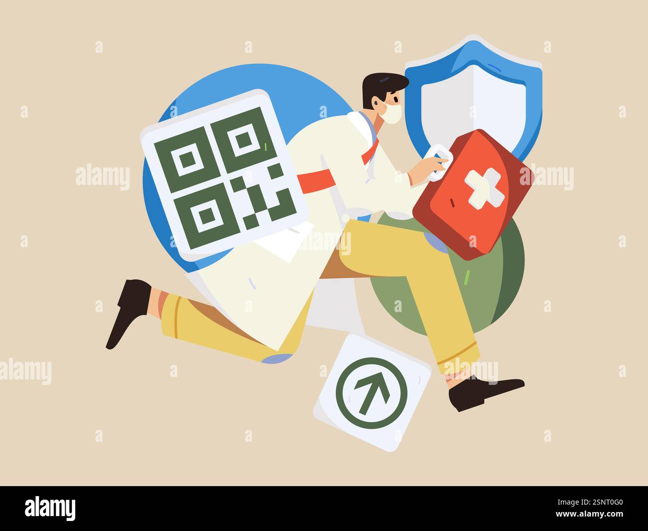 Green code doctor epidemic prevention and anti-epidemic flat vector ...