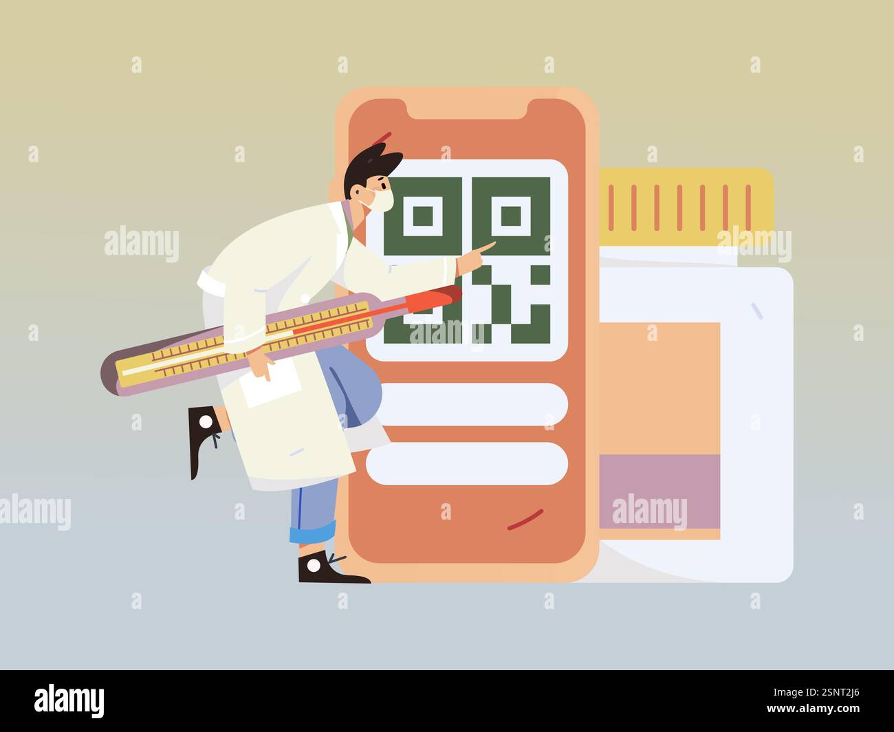 Green code doctor epidemic prevention and anti-epidemic flat vector ...