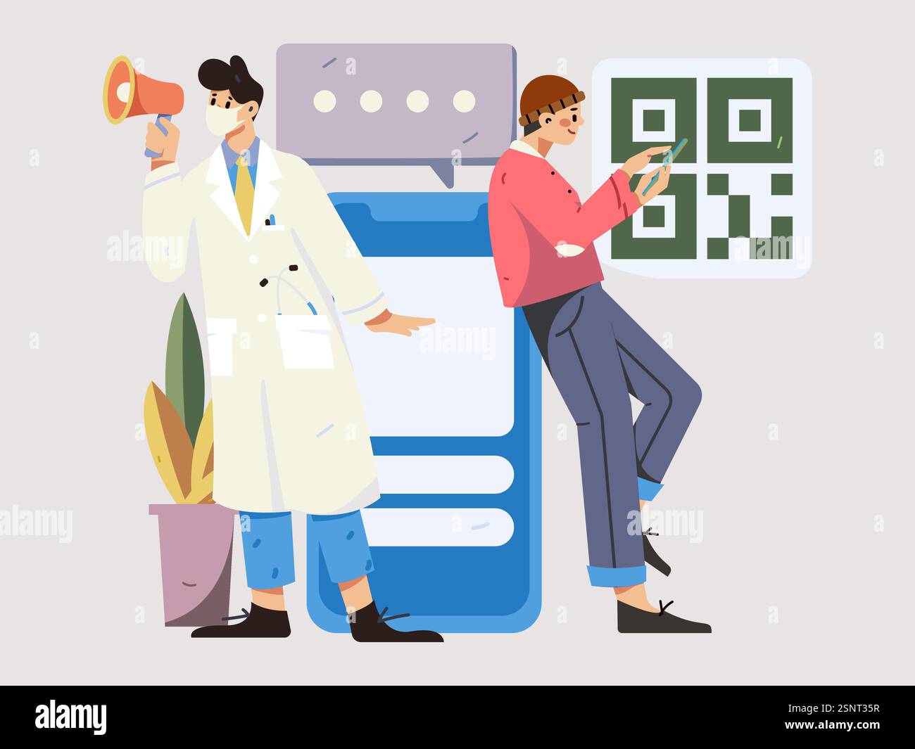 Green code doctor epidemic prevention and anti-epidemic flat vector ...