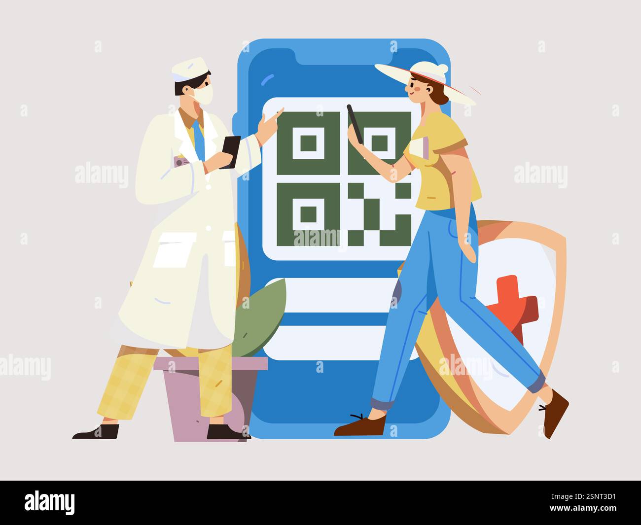 Green code doctor epidemic prevention and anti-epidemic flat vector ...