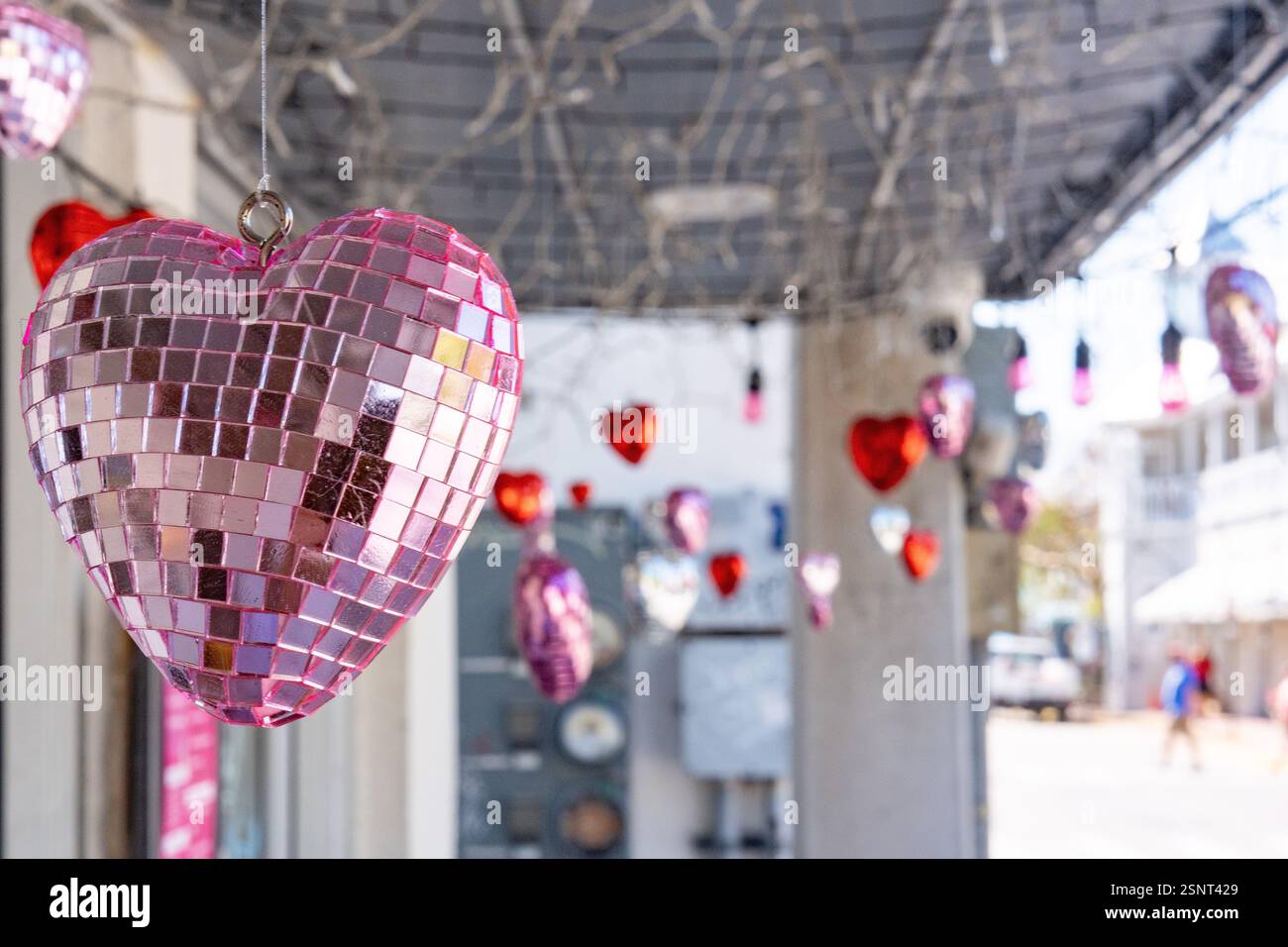 Key West, United States. 13th Feb, 2025. Valentine's Day decorations ...