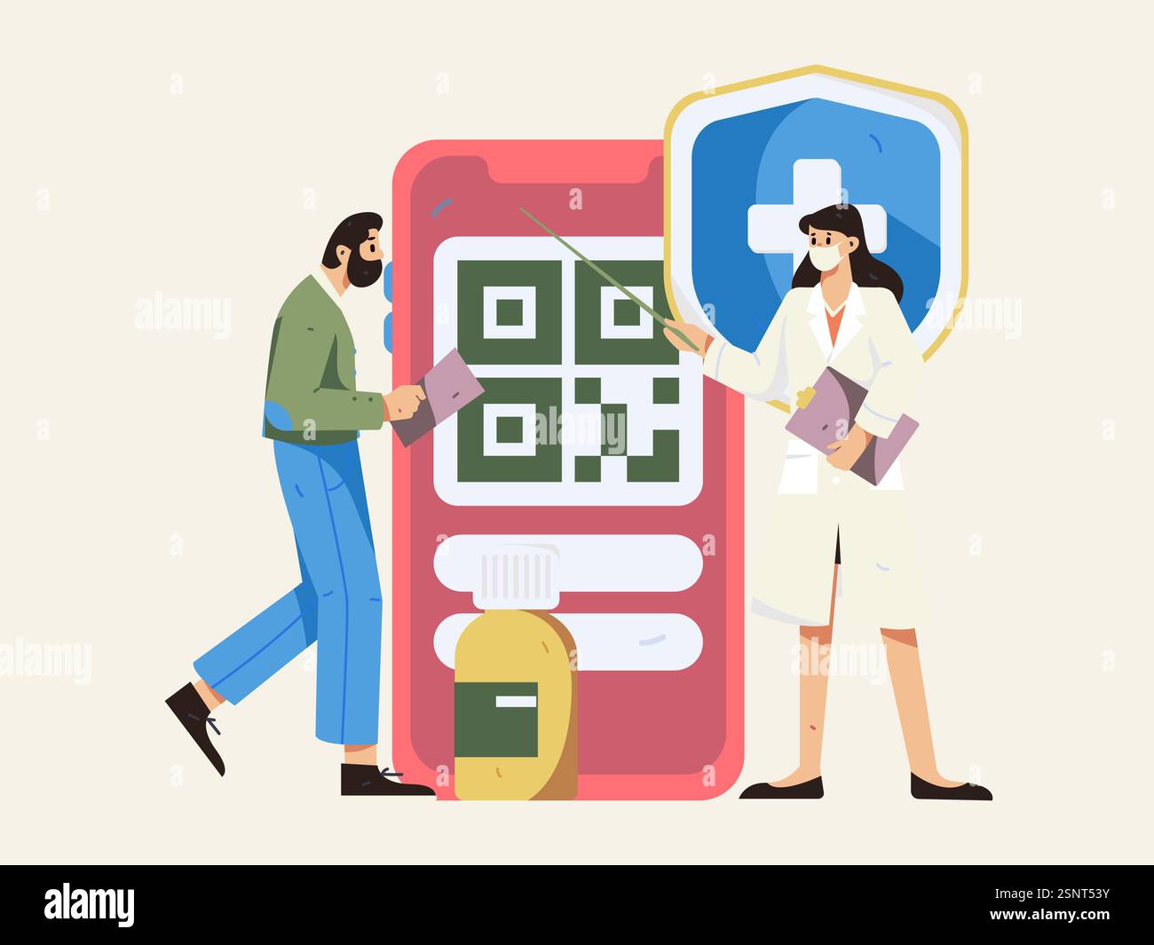 Green code doctor epidemic prevention and anti-epidemic flat vector ...