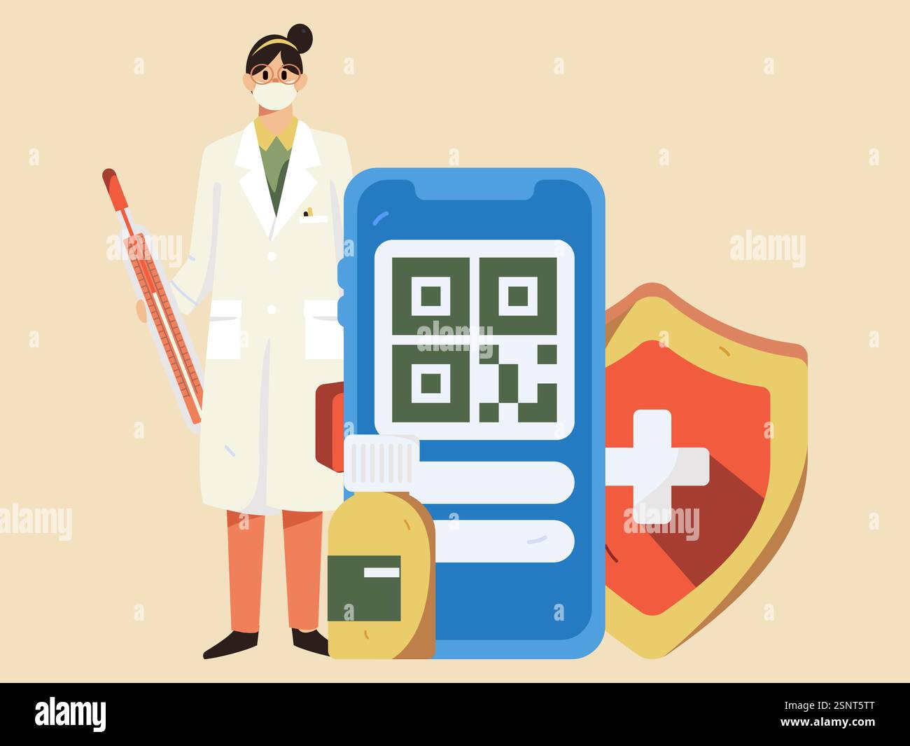 Green code doctor epidemic prevention and anti-epidemic flat vector ...