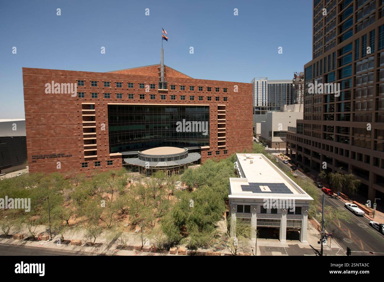 Phoenix, Arizona, USA - June 1, 2022: Flags wave on top of the Phoenix ...