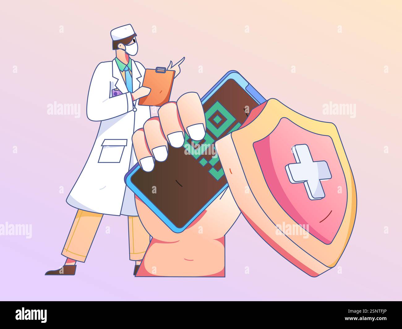 Green code doctor epidemic prevention and anti-epidemic flat vector ...
