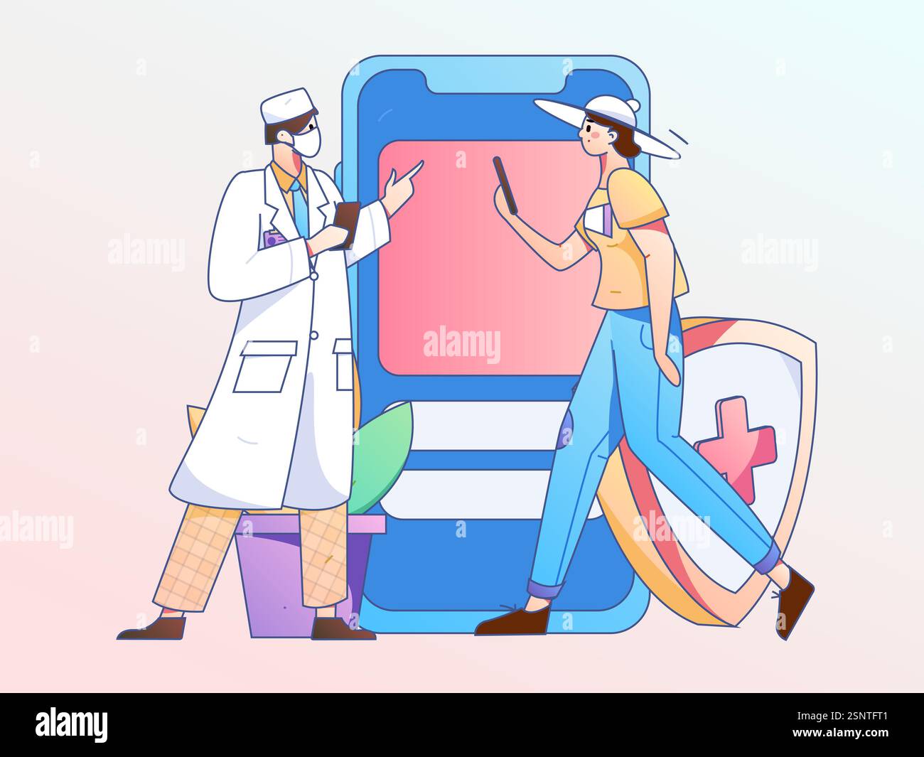 Green code doctor epidemic prevention and anti-epidemic flat vector ...