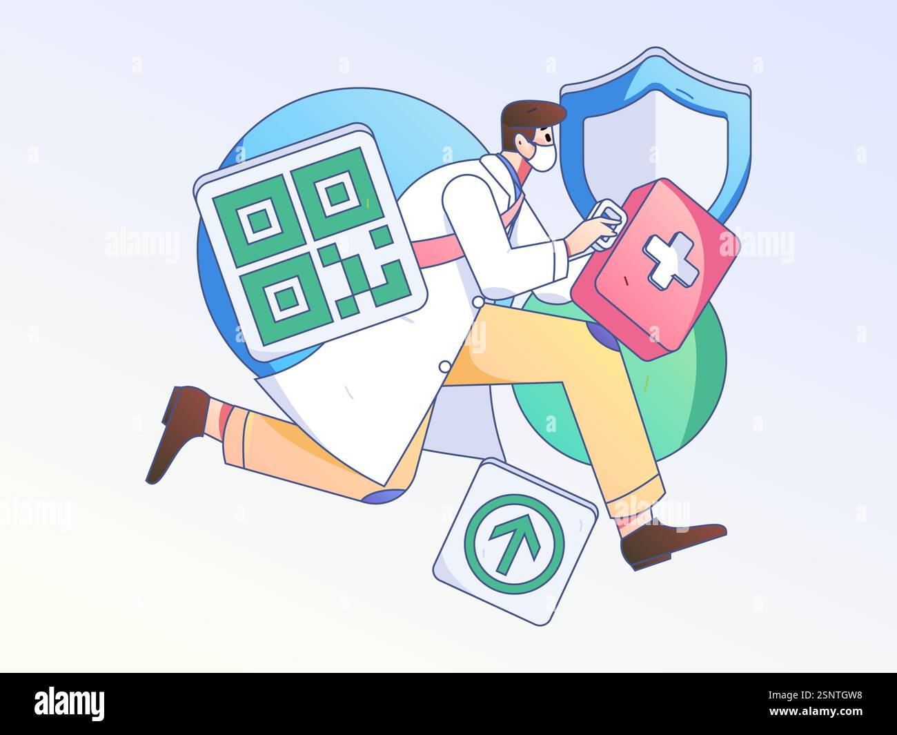 Green code doctor epidemic prevention and anti-epidemic flat vector ...