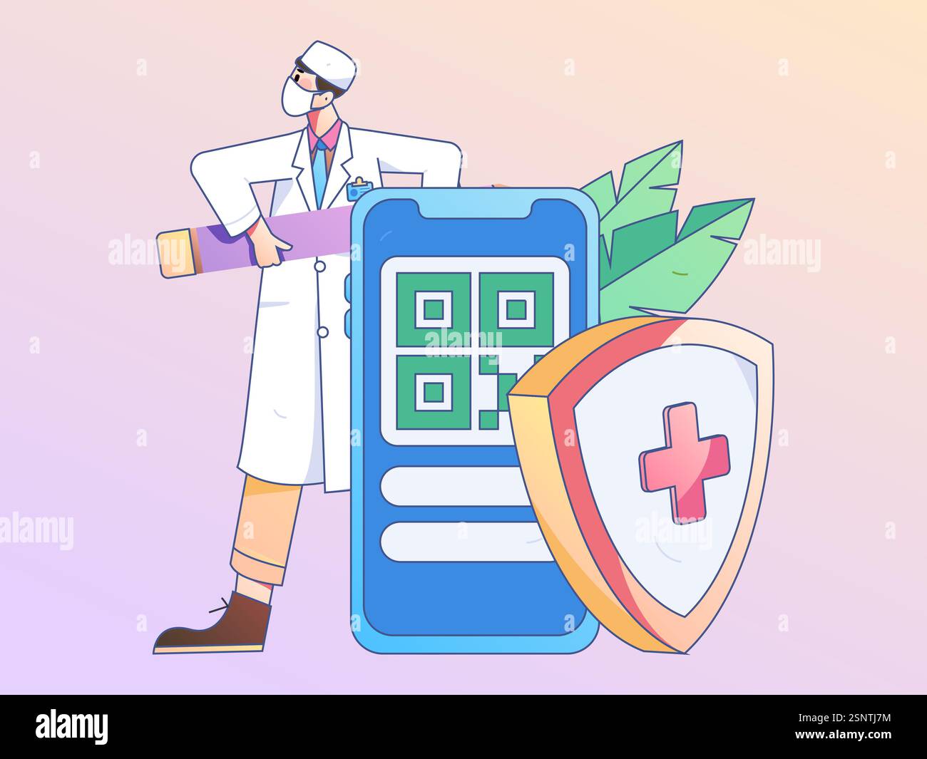 Green code doctor epidemic prevention and anti-epidemic flat vector ...