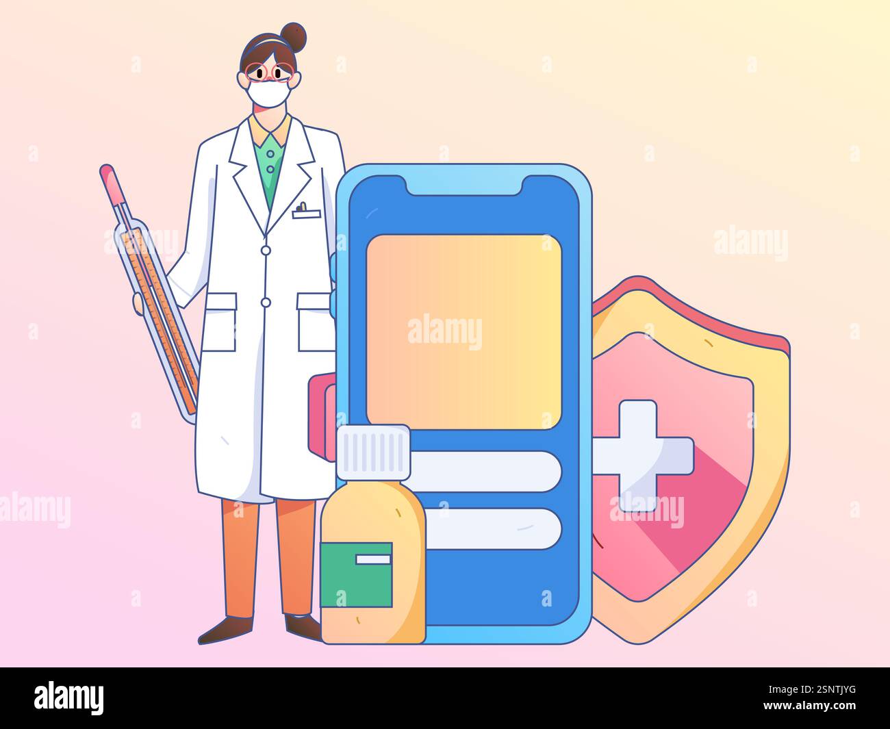 Green code doctor epidemic prevention and anti-epidemic flat vector ...