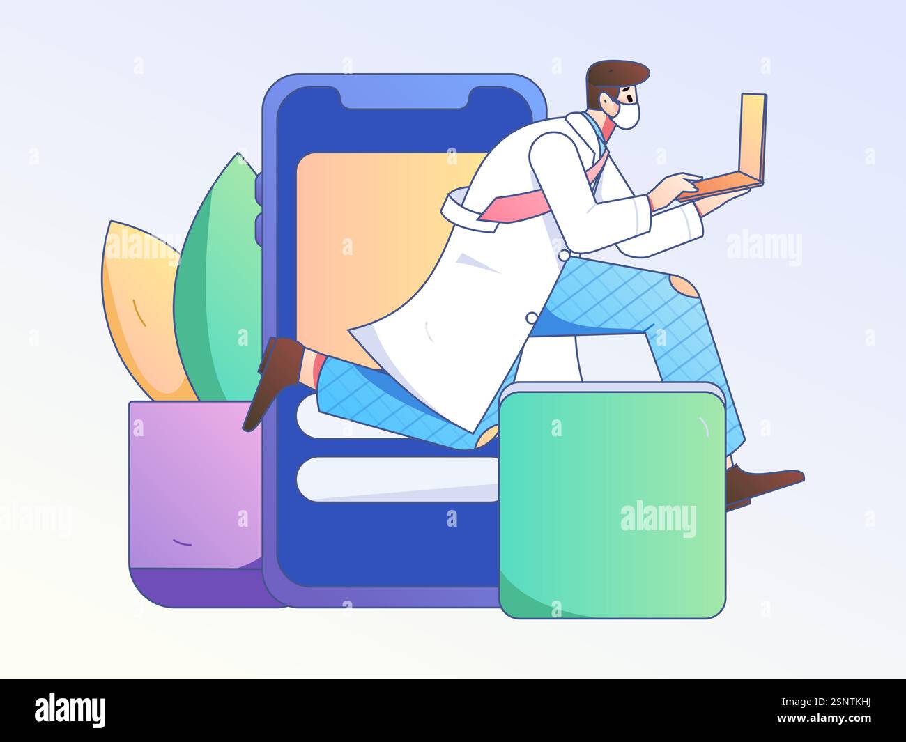 Green code doctor epidemic prevention and anti-epidemic flat vector ...