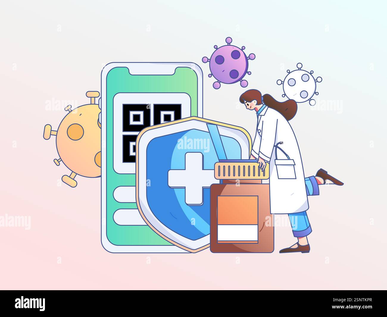 Green code doctor epidemic prevention and anti-epidemic flat vector ...