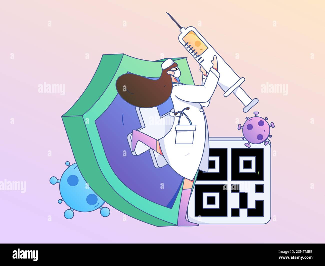 Green code doctor epidemic prevention and anti-epidemic flat vector ...