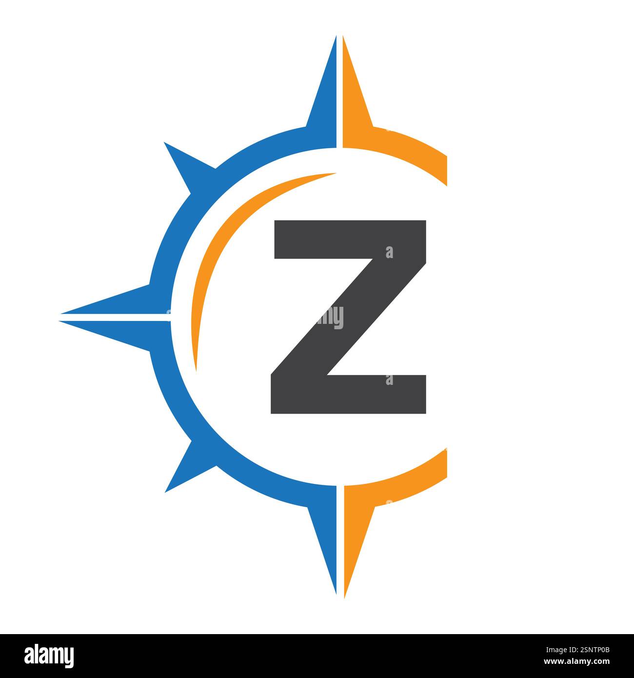 Initial Letter Z Ship Logo Concept With Compass Symbol Vector Template ...