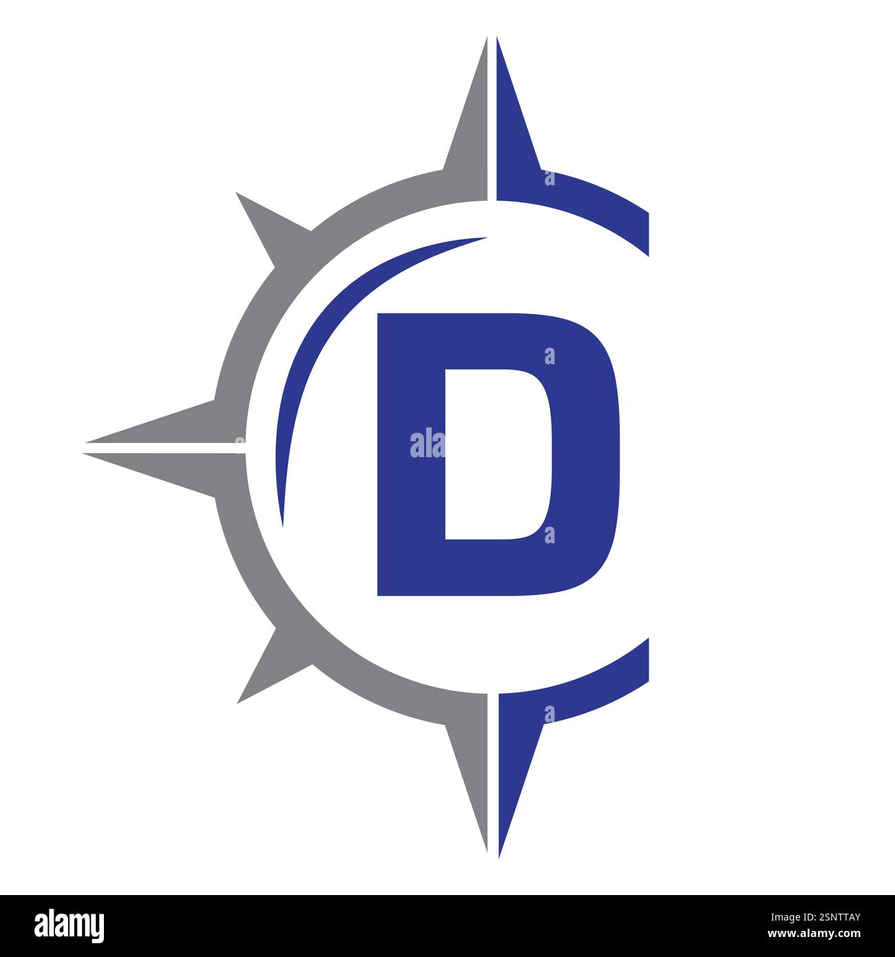 Initial Letter D Ship Logo Concept With Compass Symbol Vector Template ...