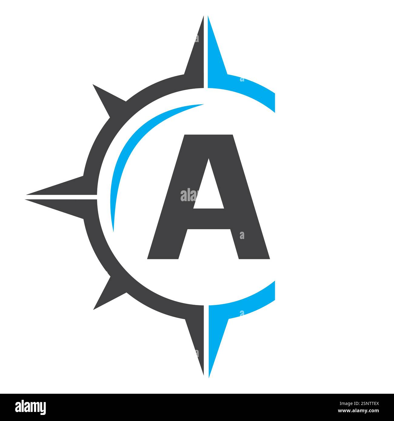 Initial Letter A Ship Logo Concept With Compass Symbol Vector Template ...