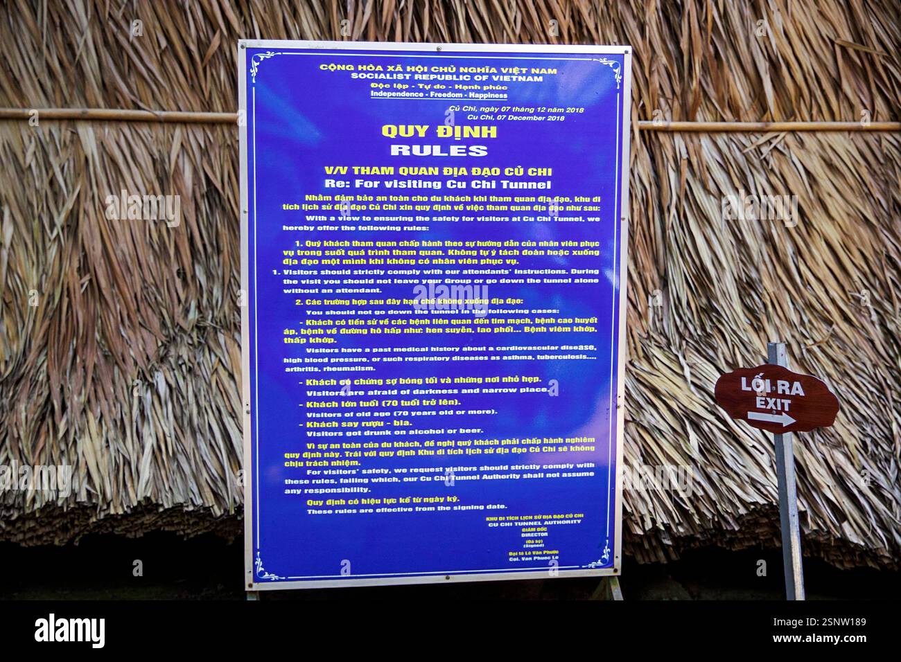 Signs with rules for visitors to Cu Chi Tunnels, Ho Chi Minh - Saigon ...
