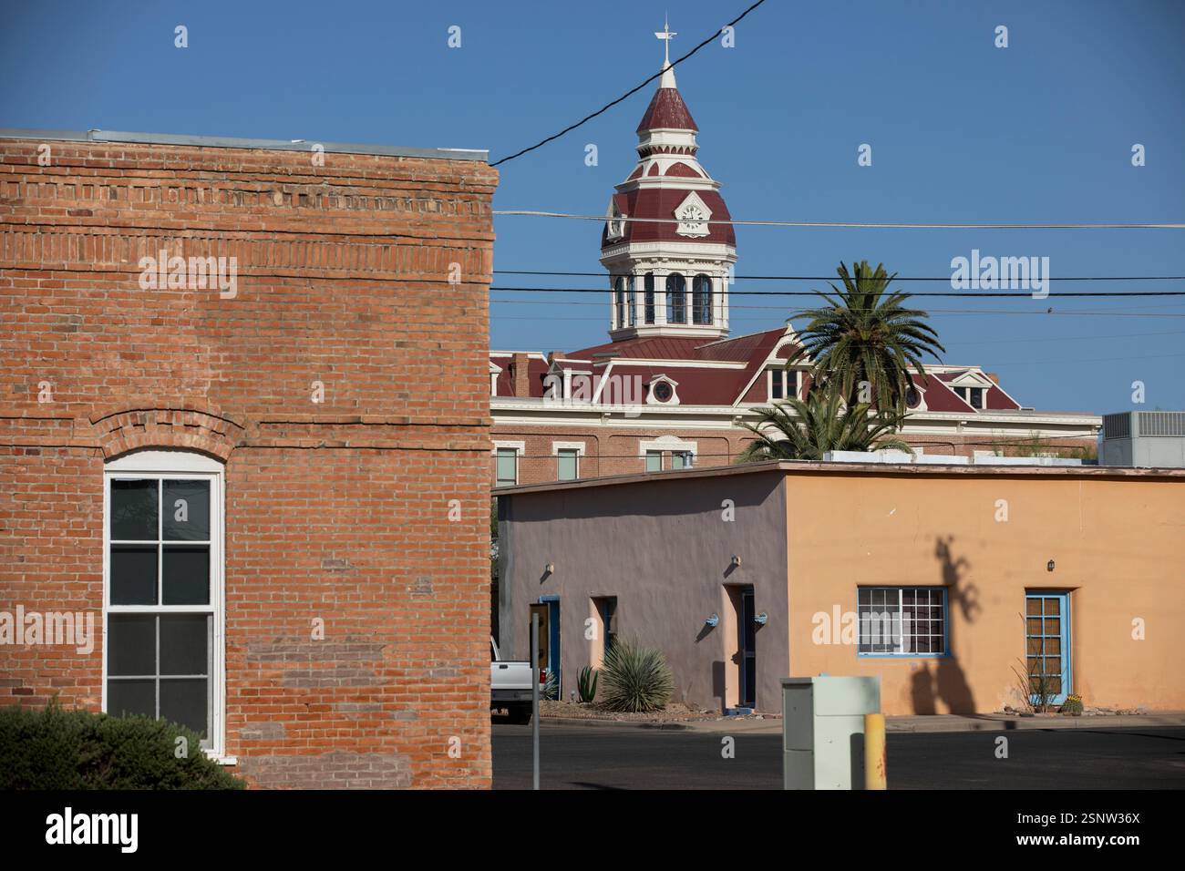 The historic courthouse rises over downtown Florence, Arizona, USA ...