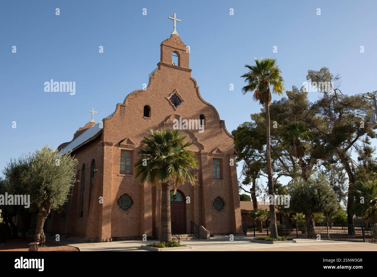 Sunset view of a historic church in downtown Florence, Arizona, USA ...