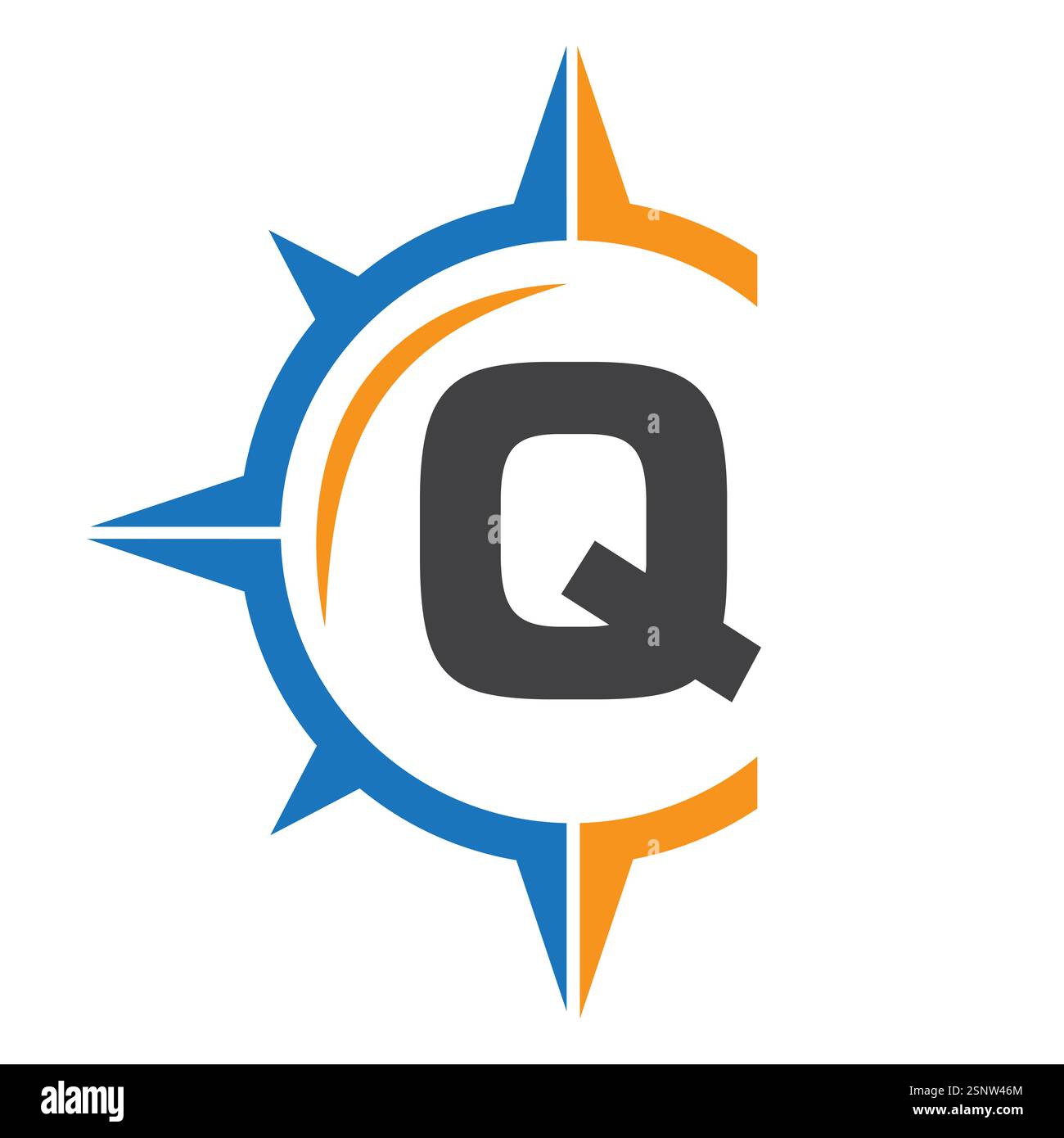 Initial Letter Q Ship Logo Concept With Compass Symbol Vector Template ...