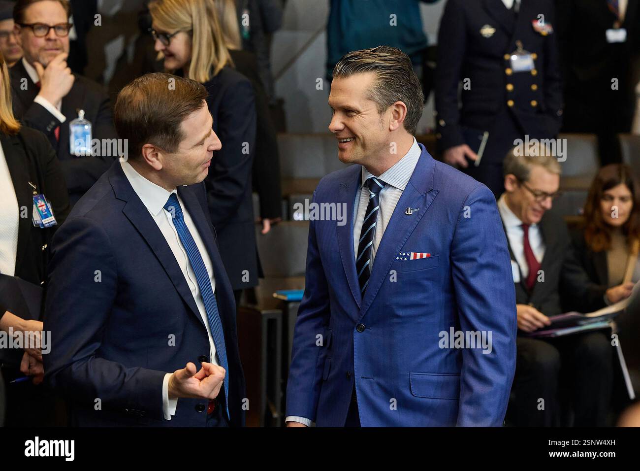 US Secretary of Defence Pete Hegseth (R) attends the meeting of North ...