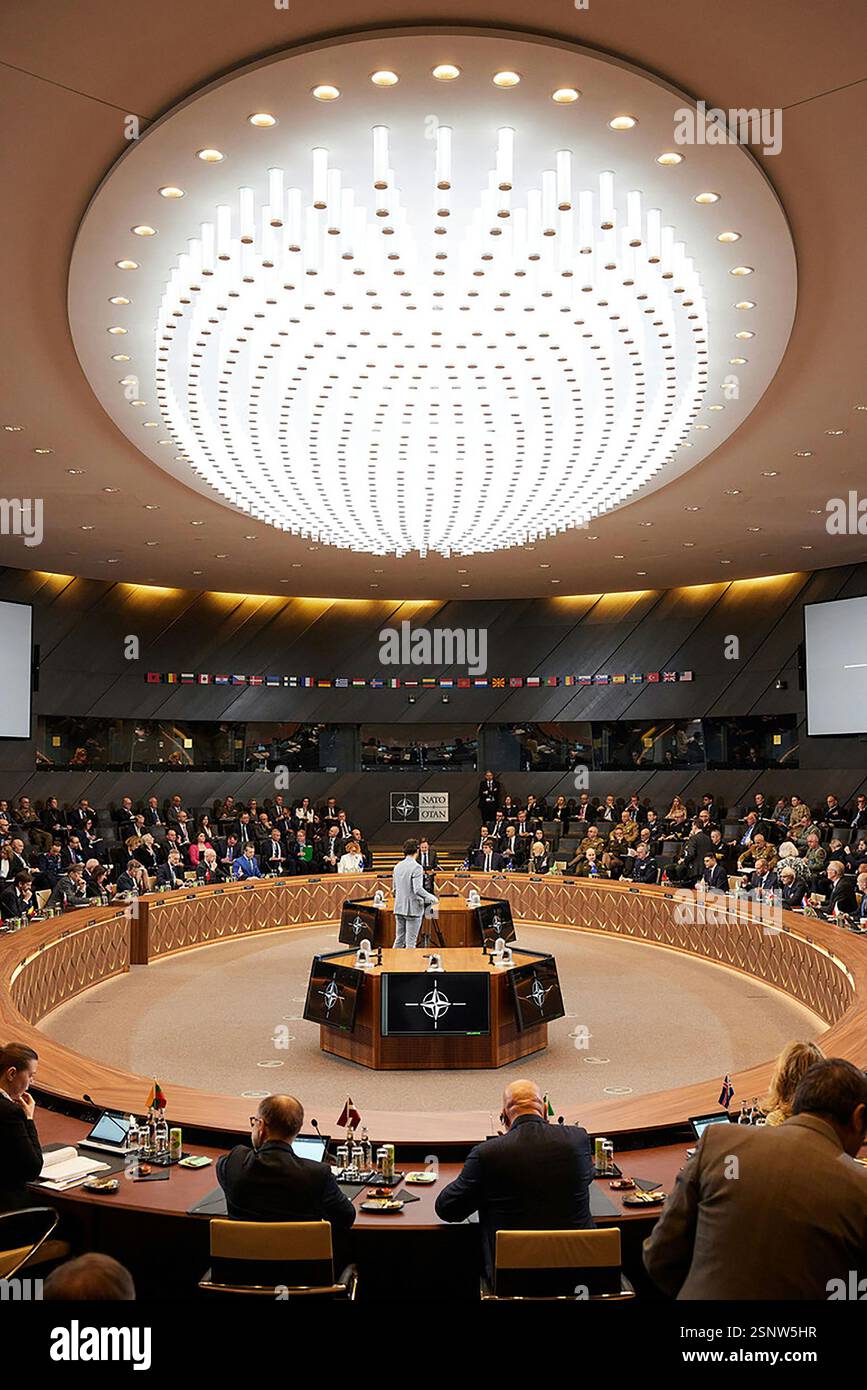 Delegates attend the meeting of North Atlantic Council in Defence ...