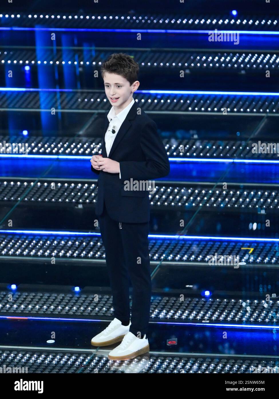 Sanremo, 75th Italian Song Festival 2025 - Third Evening. In the Photo Carlo Conti and Samuele ...