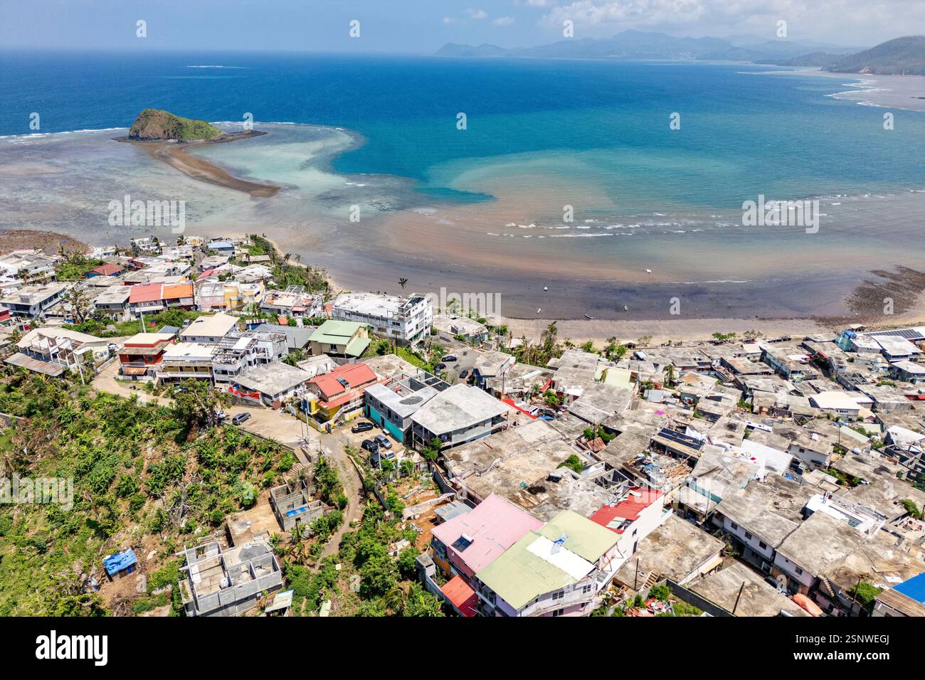 human impact on ocean reef in Mayotte. Over population put down trees ...