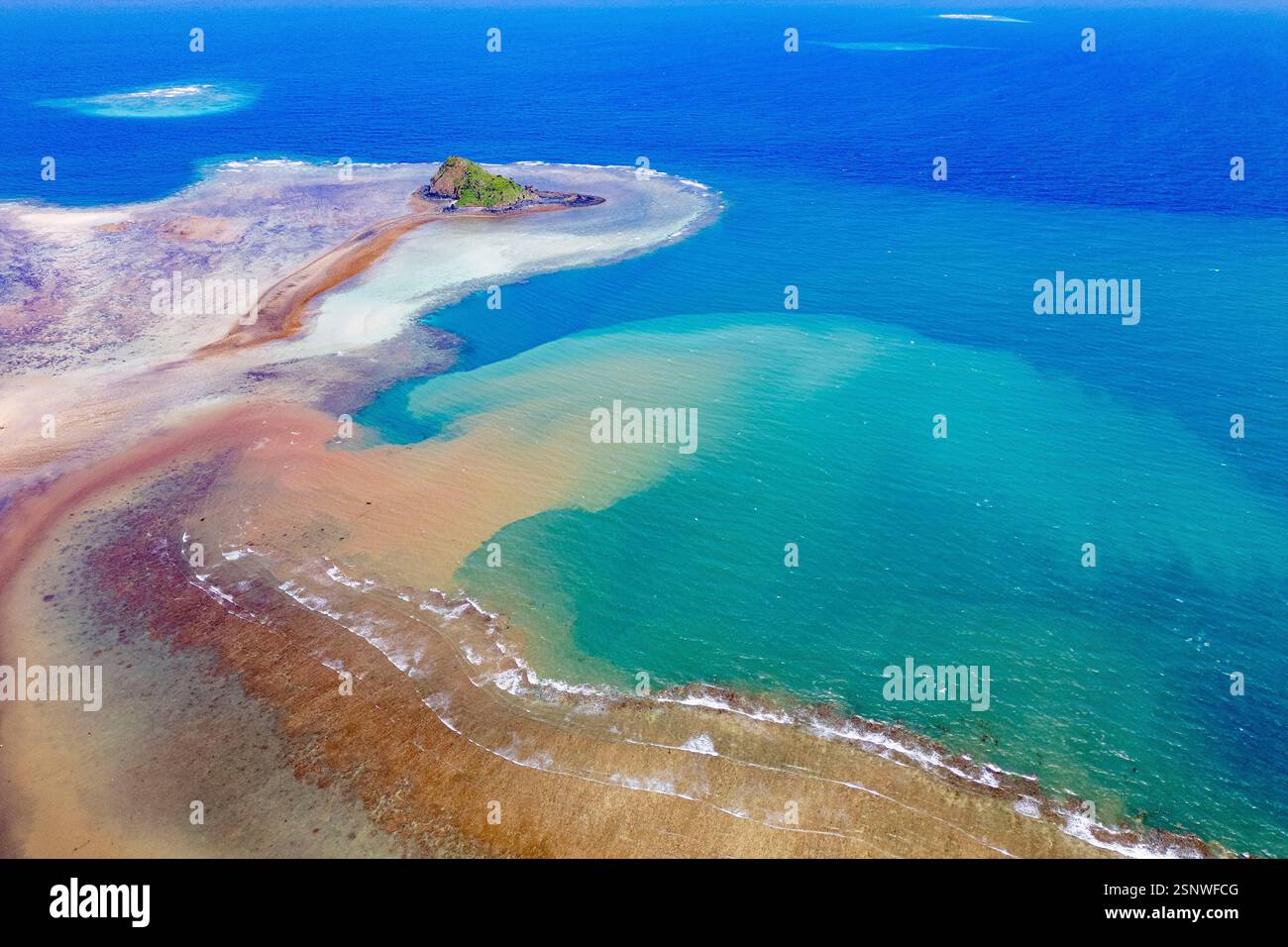 human impact on ocean reef in Mayotte. Over population put down trees ...