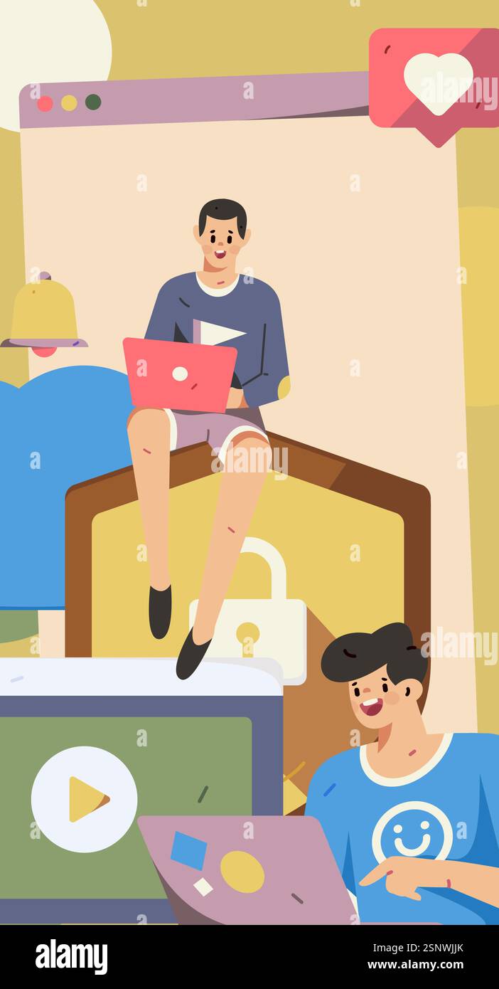 Business network security character flat vector concept operation hand ...