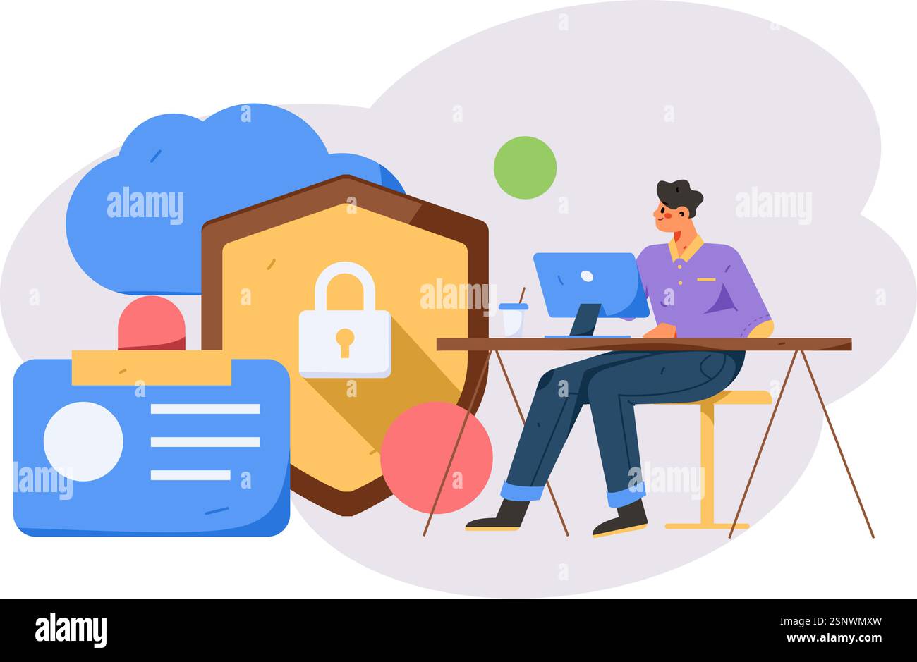 Business network security character flat vector concept operation hand ...
