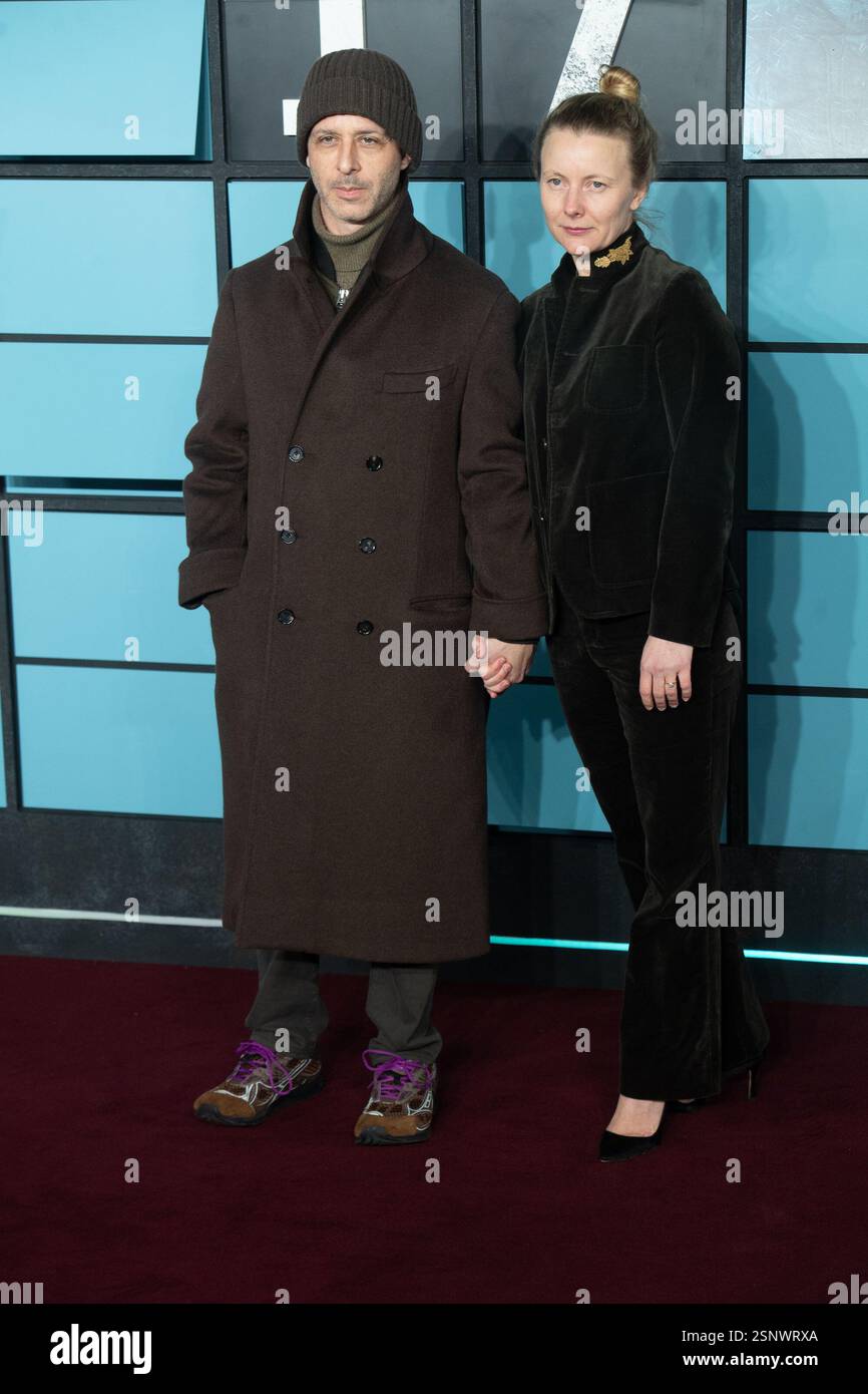 London, UK. 13 Feb, 2025. Pictured: Jeremy Strong and partner Emma Wall ...