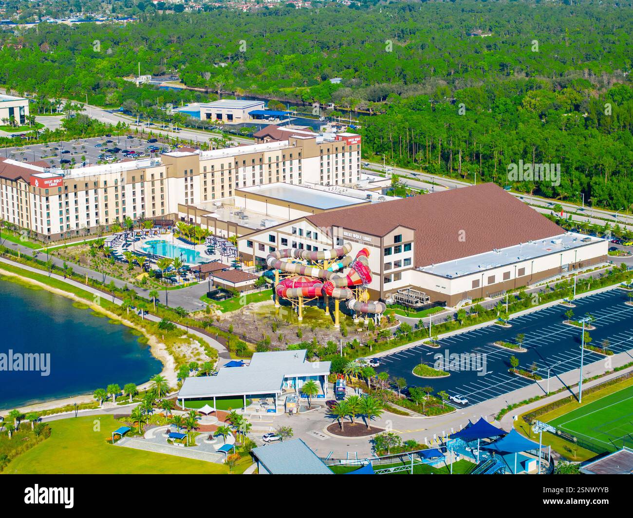 Naples, FL, USA - February 6, 2025: Aerial photo Great Wolf Lodge ...