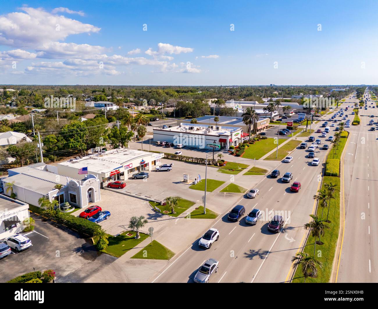 naples, FL, USA - February 6, 2025: Aerial photo businesses on Tamiami ...