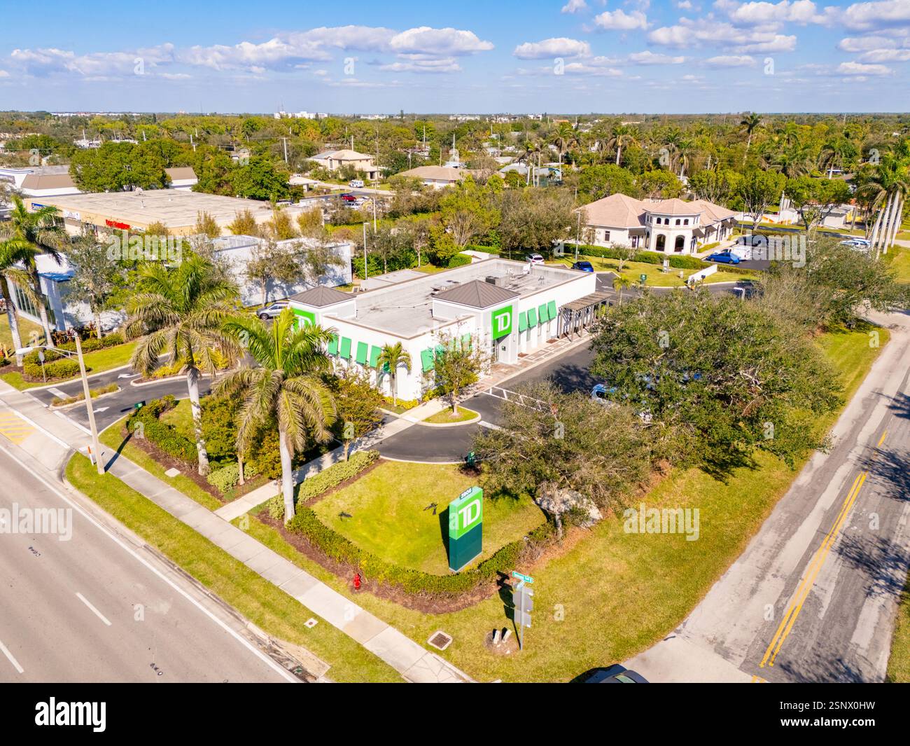 naples, FL, USA - February 6, 2025: Aerial photo TD Bank Naples Florida ...