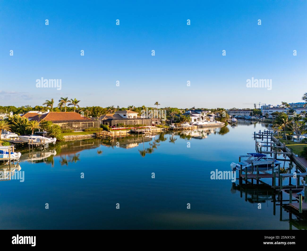 Naples Florida aerial photo luxury waterfront homes with boat dock ...