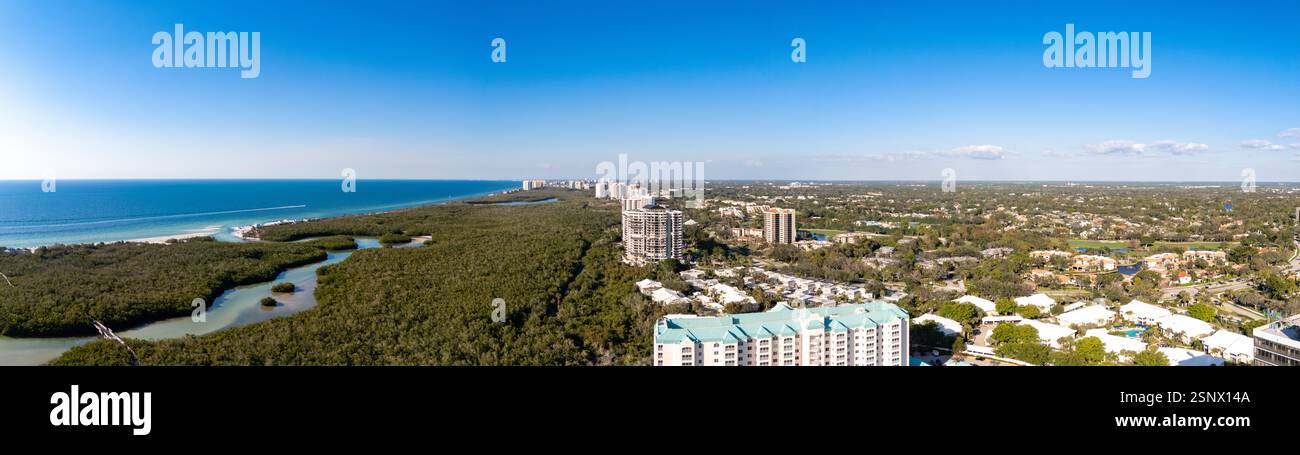 Naples Florida aerial photo coastal scene on Gulf of America Stock ...