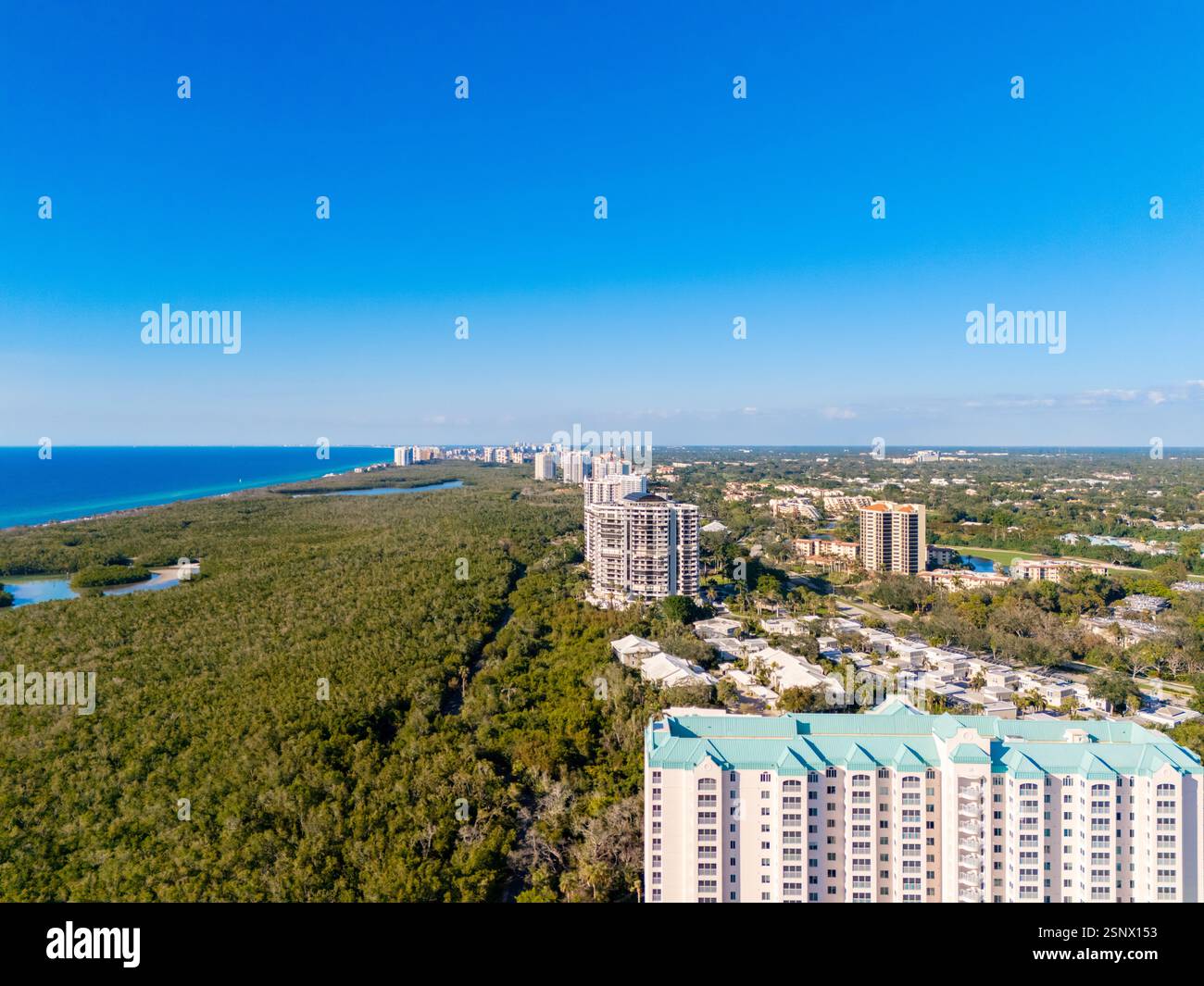 Naples Florida aerial photo coastal scene on Gulf of America Stock ...