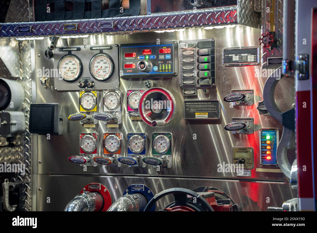 Stock photo of fire truck water pressure regulator and control panel ...