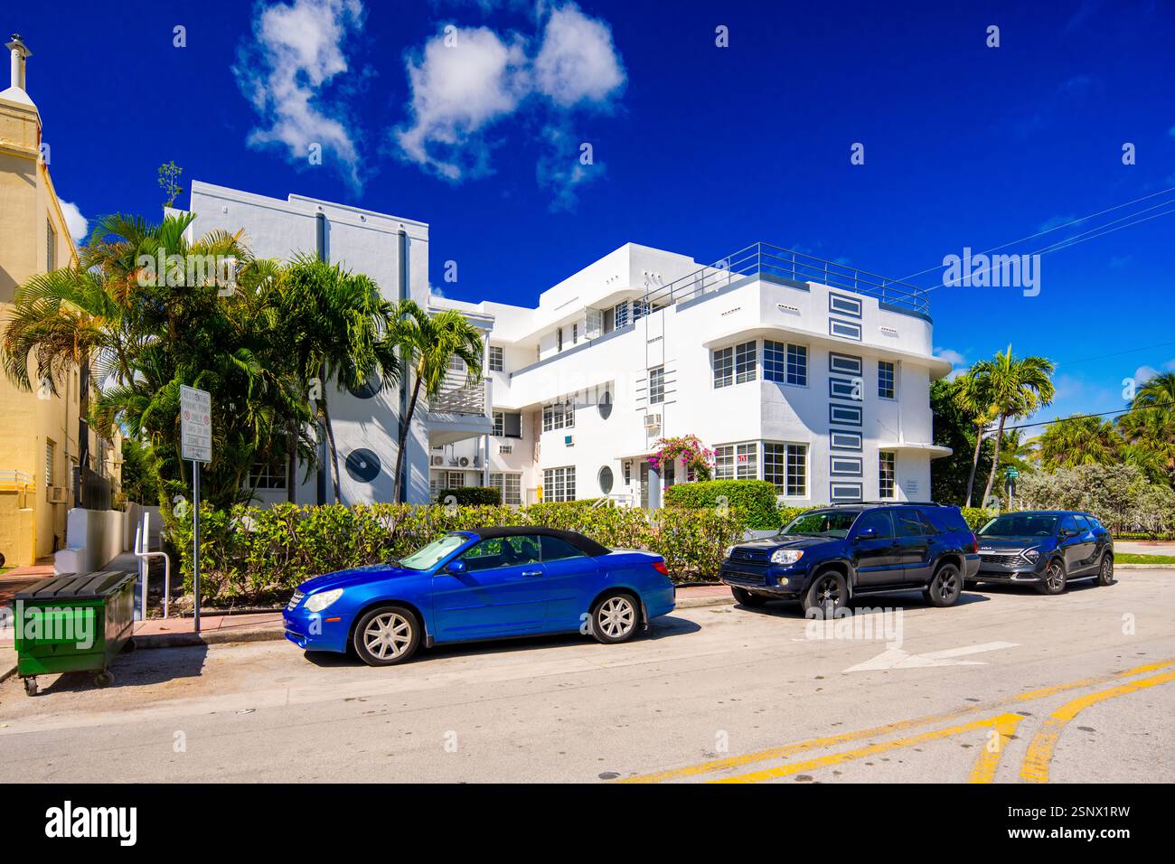 Miami Beach, FL, USA - February 7, 2025: Residential apartment building ...