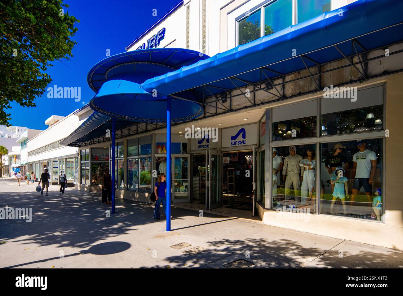 Miami Beach, FL, USA - February 7, 2025: Shops businesses and ...
