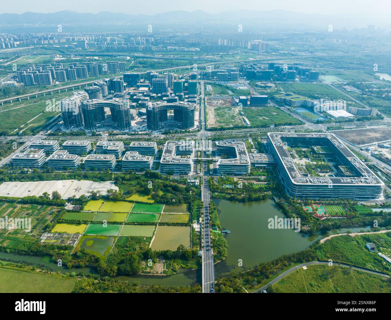 An aerial photo shows Alibaba Cloud Valley Park in Hangzhou city ...