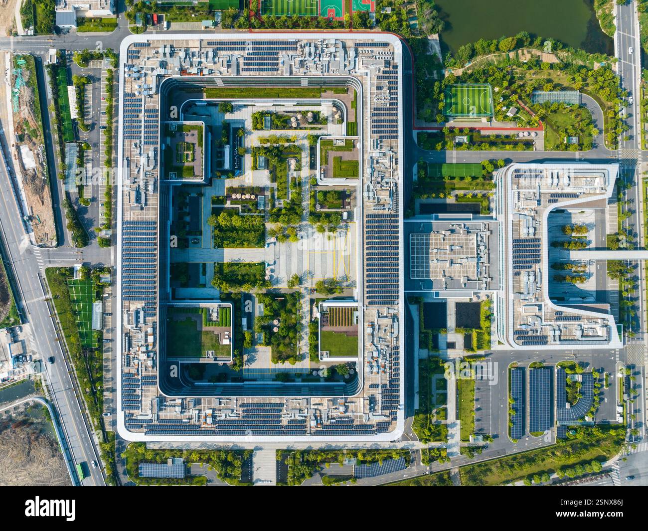 An aerial photo shows Alibaba Cloud Valley Park in Hangzhou city ...