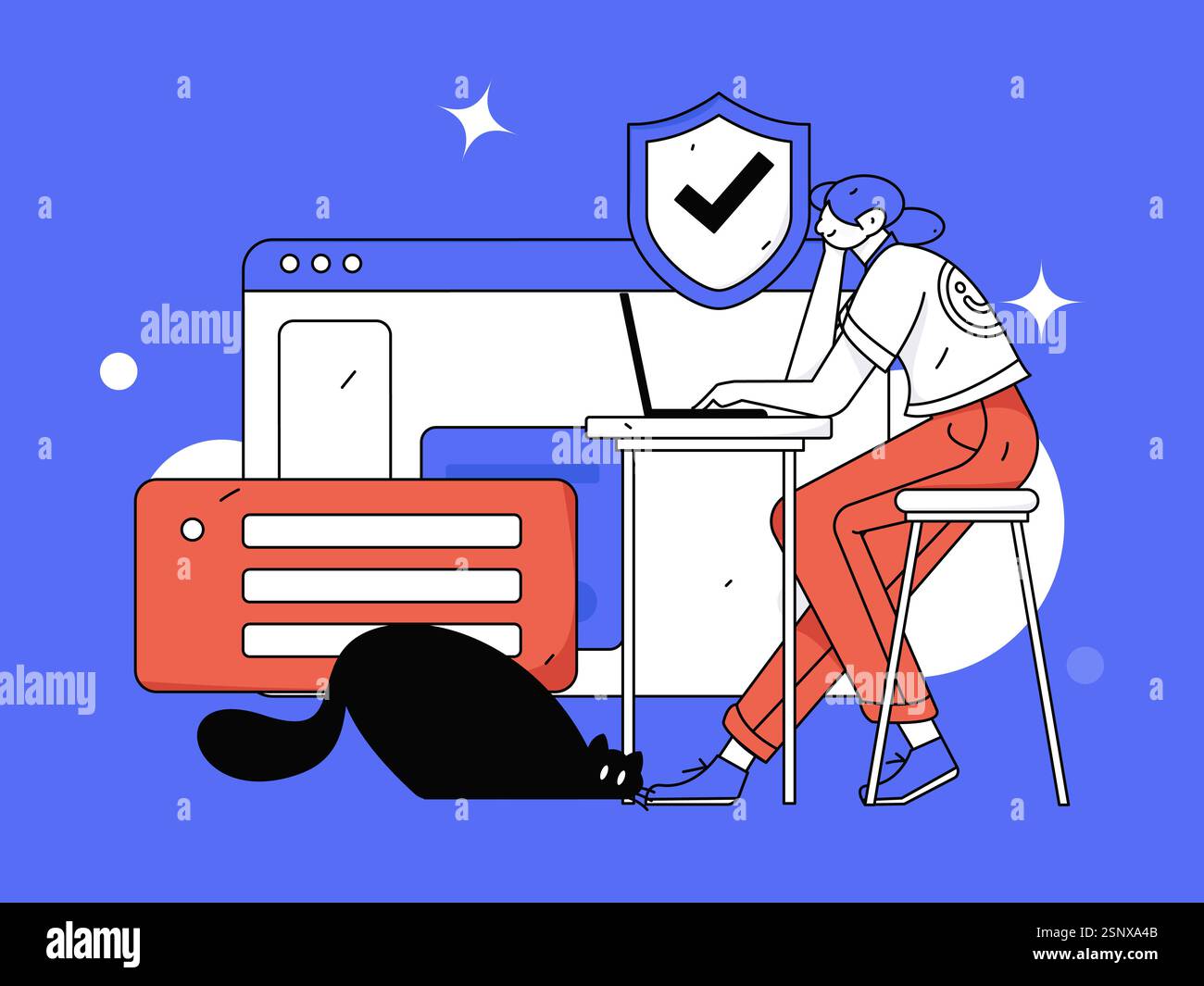 Business network security character flat vector concept operation hand ...