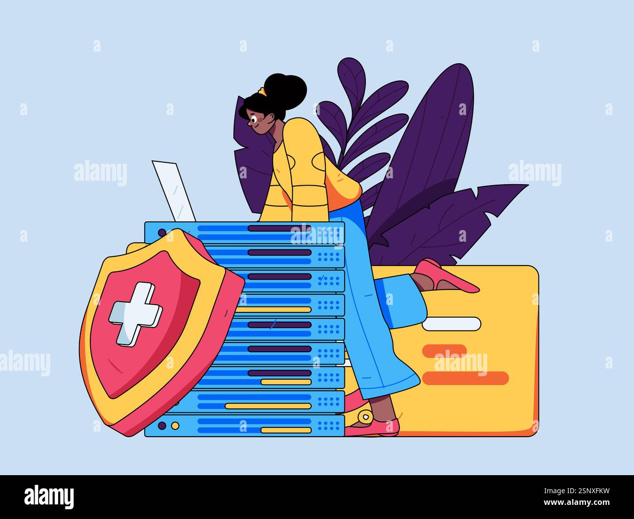 Business network security character flat vector concept operation hand ...