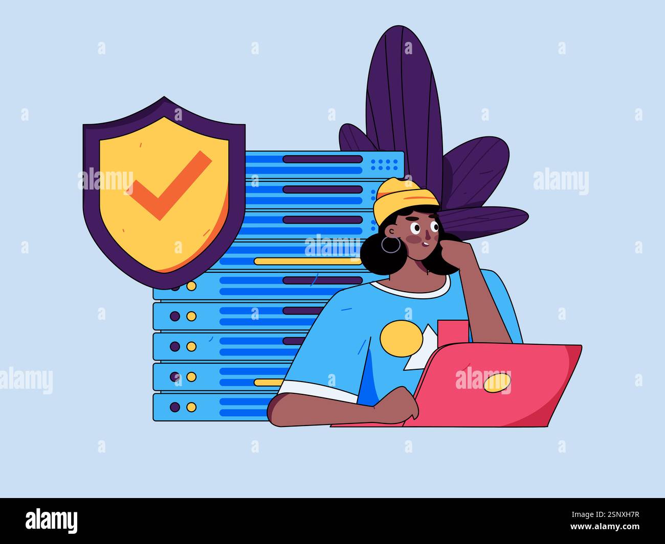 Business network security character flat vector concept operation hand ...