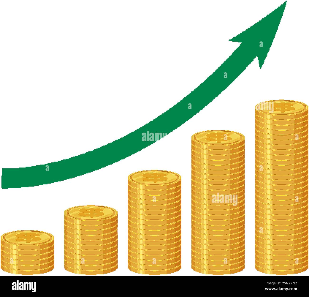 Illustration of increasing coins and upward arrow Stock Vector Image ...
